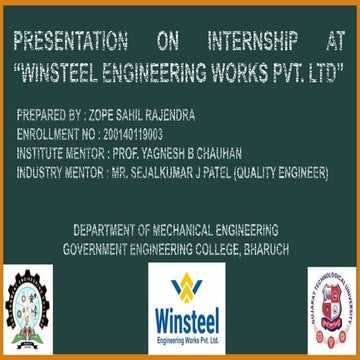 SAHIL_WINSTEEL.presentation in winsteel company | PPTX