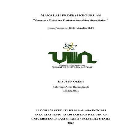 Makalah Presentasi - Pengertian Profesi dan Profesionalisme dalam ...