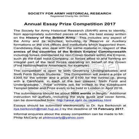 SAHR essay prize competition poster 2016 | PDF