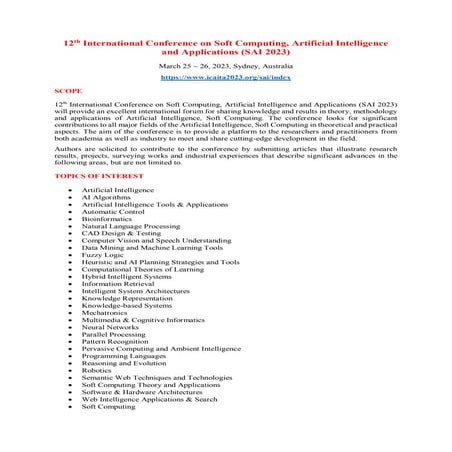 12th International Conference on Soft Computing, Artificial ...