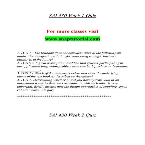 Sai 430 Enhance teaching / snaptutorial.com