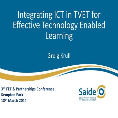 Integrating ICT in TVET for Effective Technology Enabled Learning | PPTX