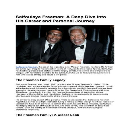 The Quiet Life of Saifoulaye Freeman: Son of Morgan Freeman | DOCX
