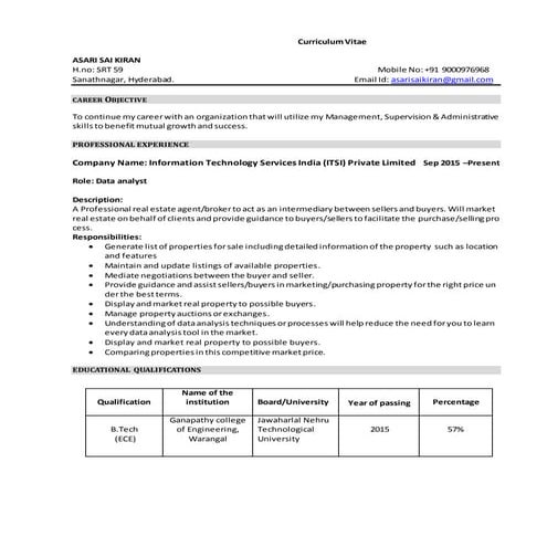Sai kiran resume(sss) | PDF