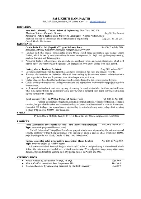 Sai likhith kanuparthi resume | PDF Sai likhith kanuparthi resume | PDF