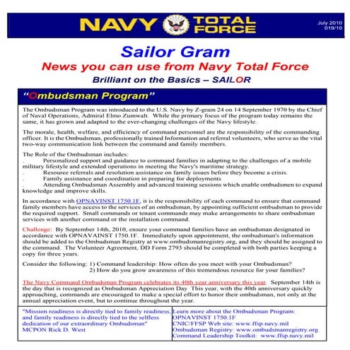 Sailor gram 019 10 ombudsman program | PDF