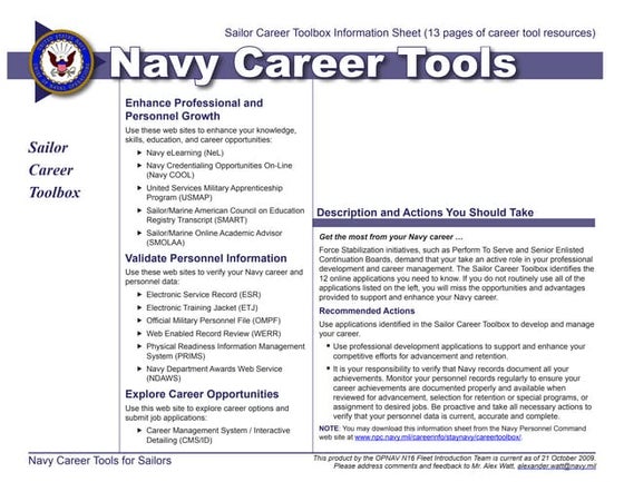 Navy Career Tools Afloat NKO 5 tips (2014 sep) cta | PPT