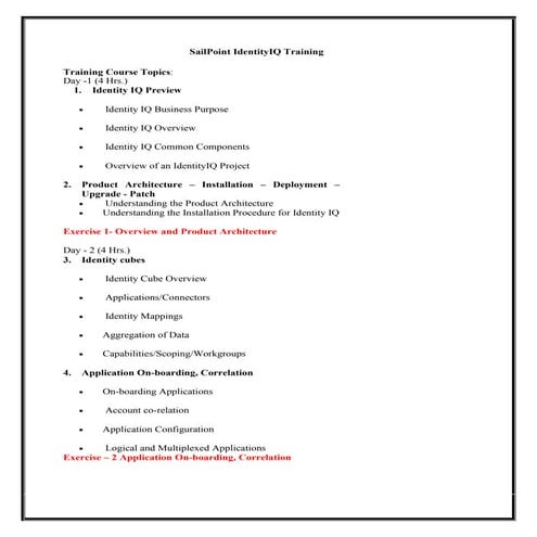 SailPoint IdentityIQ Training Course Content | PDF