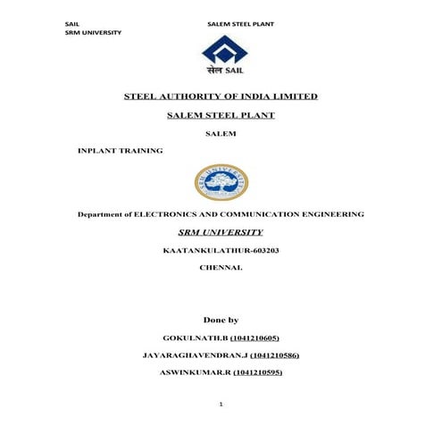 SAIL SSP IPT report by srm univ | DOC