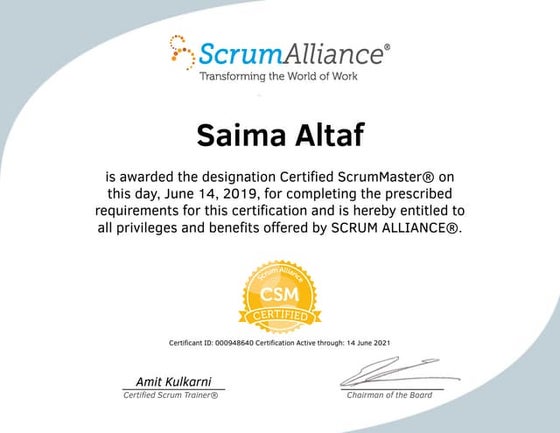 Ali Almasi-ScrumAlliance_CSM_Certificate | PDF