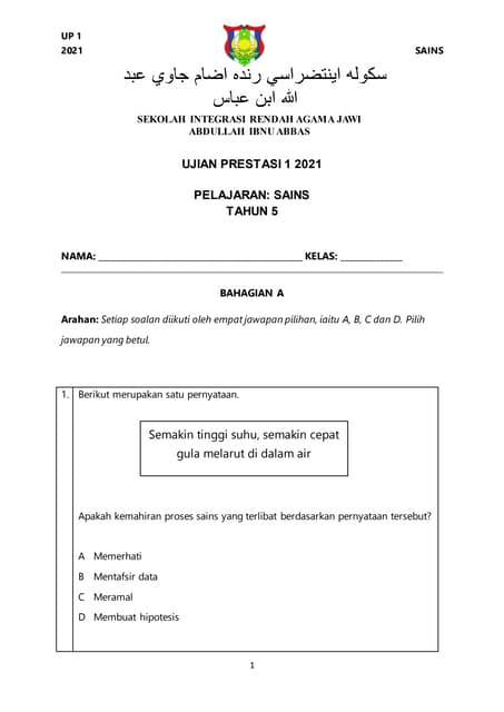 Teknik menjawab soalan sains | DOCX