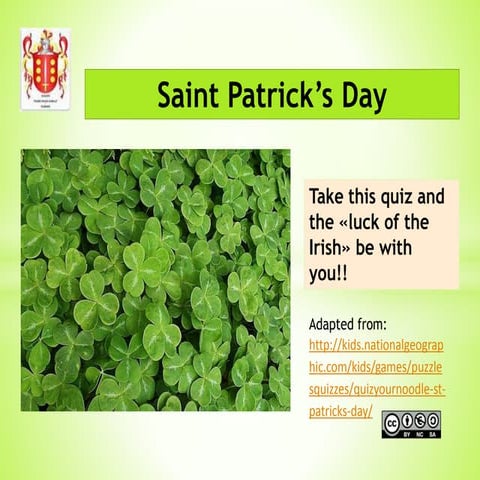 Saint Patrick's Day Quiz | PPT