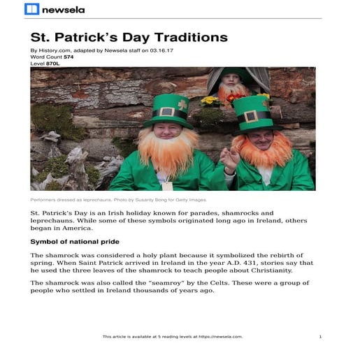 Saint patrick's Day Traditions | PDF