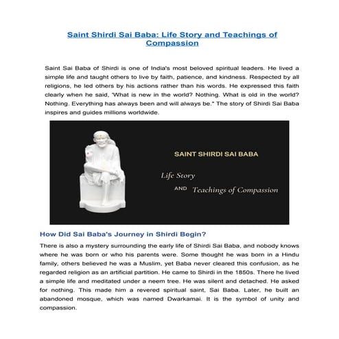 Saint Shirdi Sai Baba: Life Story and Teachings of Compassion | PPT