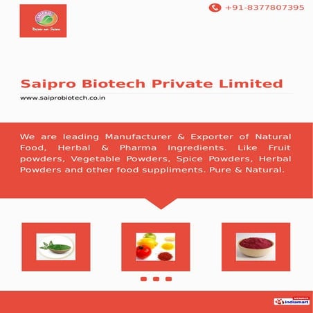 Saipro Biotech Private Limited, Pune, Herbal Extracts | PDF