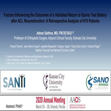 Factors Influencing the Outcomes of a Validated Return to Sports Test ...