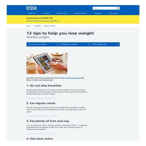 12 tips to help you lose weight | PDF | Weight Loss | Healthy Living