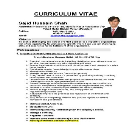 Sajid Hussain Shah CV | DOCX