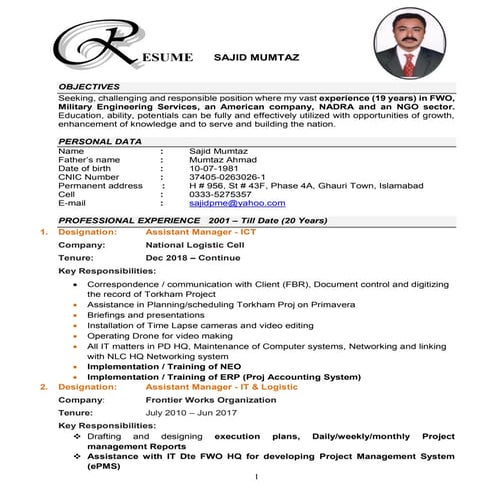 Sajid mumtaz updated cv | PDF