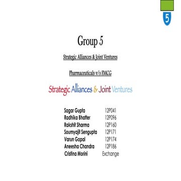FMCG v/s Pharmaceuticals: Strategic Alliances & Joint Ventures | PPT