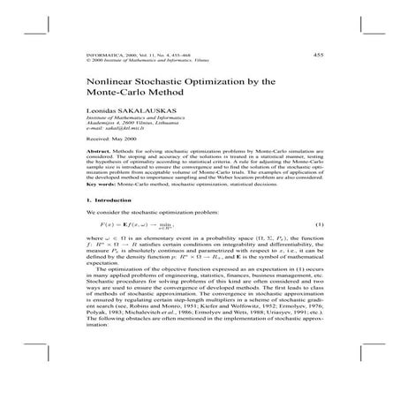 Nonlinear Stochastic Optimization By The Monte Carlo Method Pdf 5016