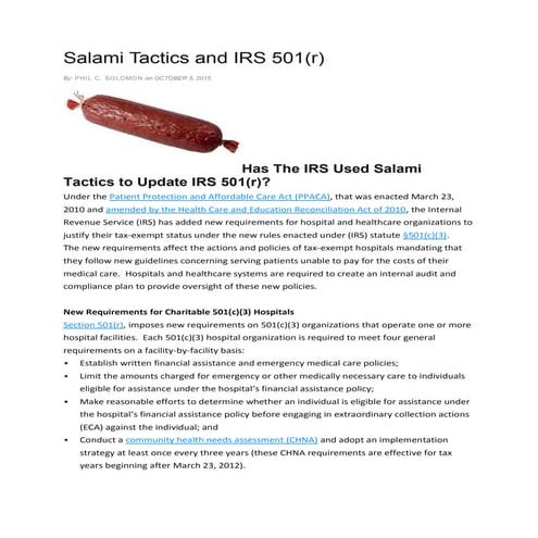 Salami tactics and irs 501 | PDF
