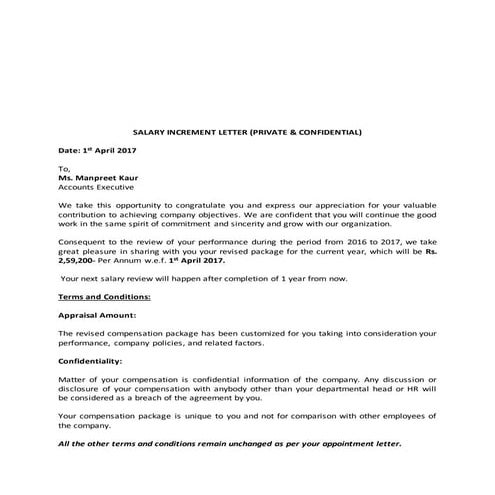 Salary increment | DOCX