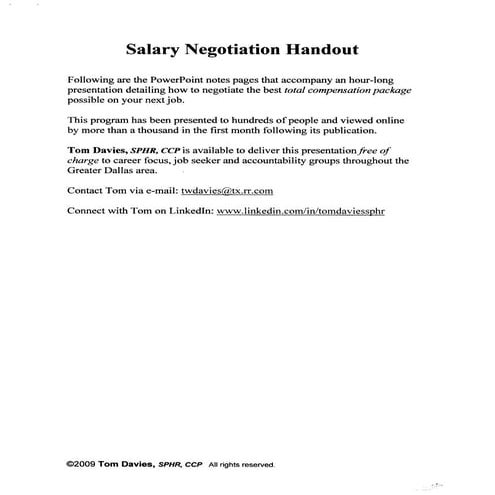 Salary Negotiation Handout | PDF