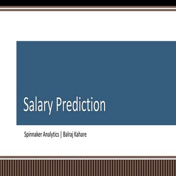 Salary Prediction: Data Analytics Project | PPTX