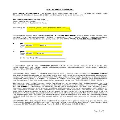 Sale agreement draft vishweshwar karkal g 1001[1] | ODT
