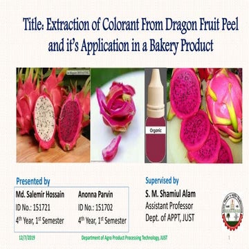 Extraction of Colorant From Dragon Fruit Peel and It's Application in a ...