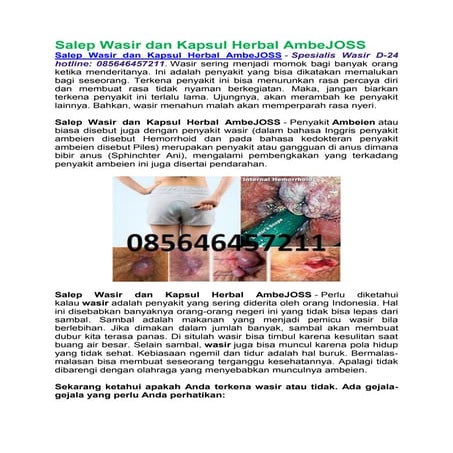 Salep wasir dan kapsul herbal ambe joss | PDF