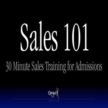Sales 101 For Admissions | PDF