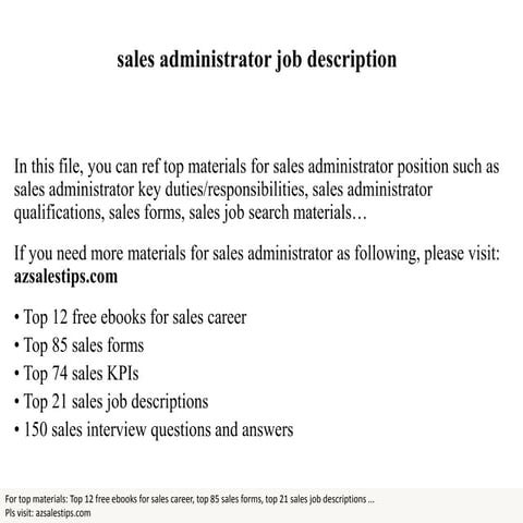 Sales administrator | PPTX