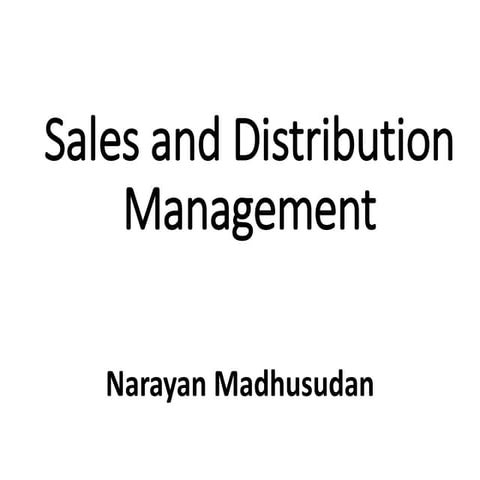 Sales and Distribution Management | PPTX
