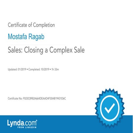 Sales closing a complex sale - certificate of completion | PDF