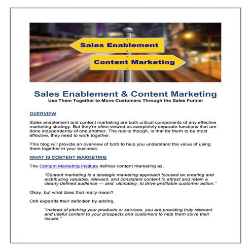Sales Enablement & Content Marketing | PDF
