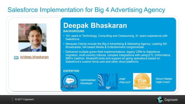 Salesforce Implementation At Big 4 Advertising Agency Deepak Bhaskaran