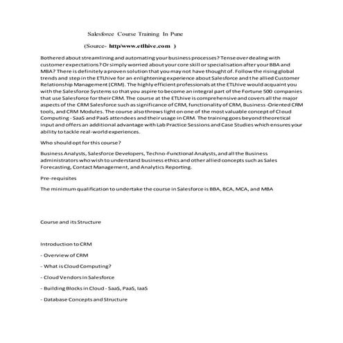 Salesforce Training Course In Pune | PDF