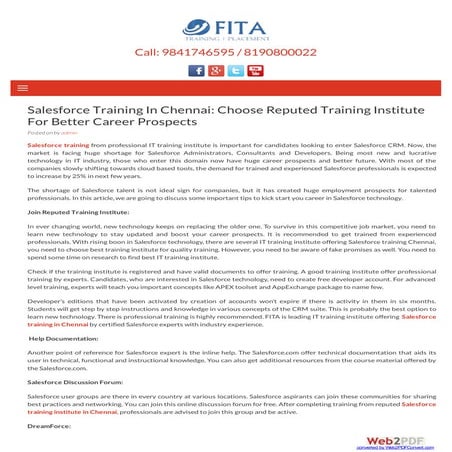 Salesforce Training In Chennai Pdf