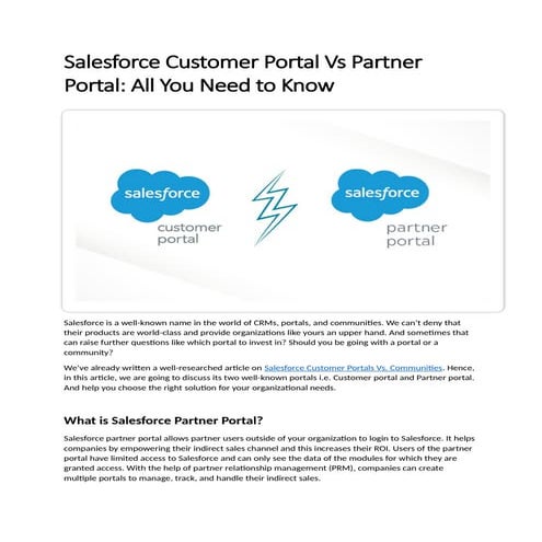 Salesforce Customer Portal Vs Partner Portal.docx | Internet | Computing