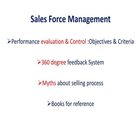 Sales force management | PPT