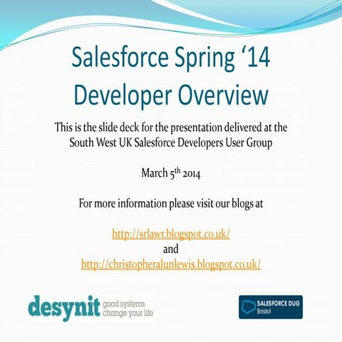 Salesforce spring 14 developer overview | PPTX | Operating Systems | Computer Software and ...