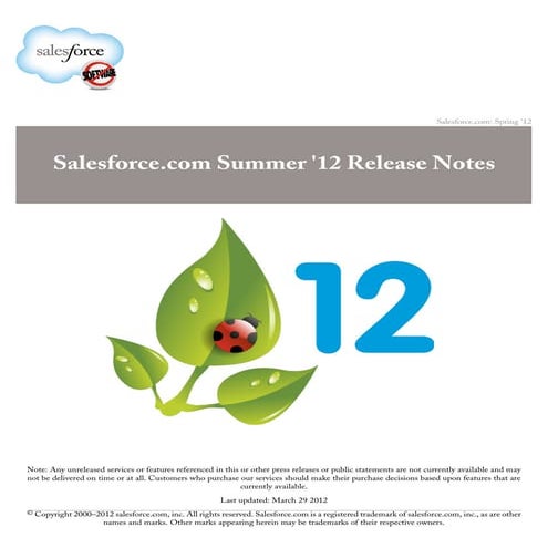 Salesforce Summer 12 Release Notes | PDF