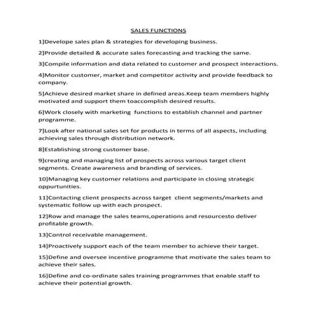 Sales functions | DOCX