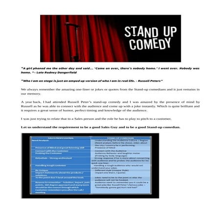 Stand up Comedian - Sales Technique | PDF