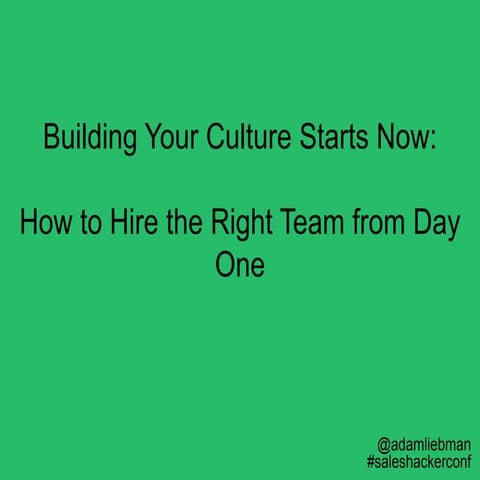 Adam Liebman (VP of Sales, SinglePlatform) - Building Your Culture ...
