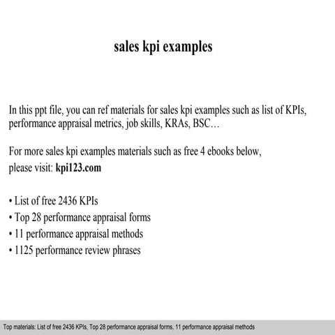 Sales kpi examples | PPT