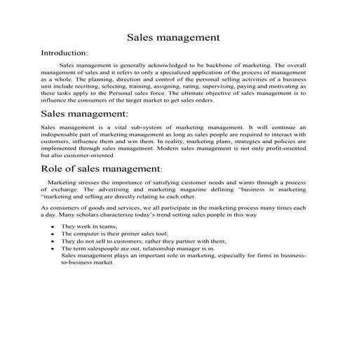 Sales management | PDF