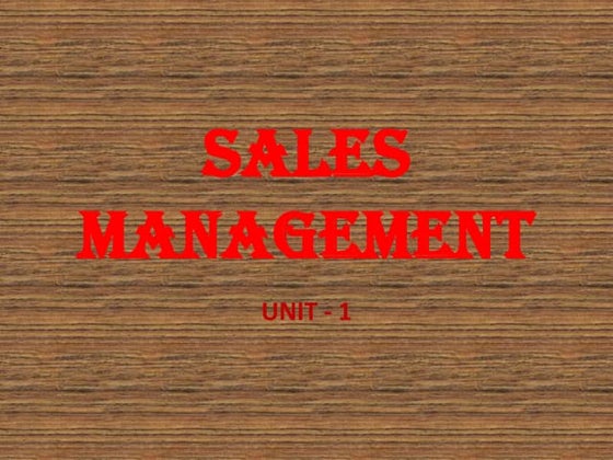 Sales management | PPT